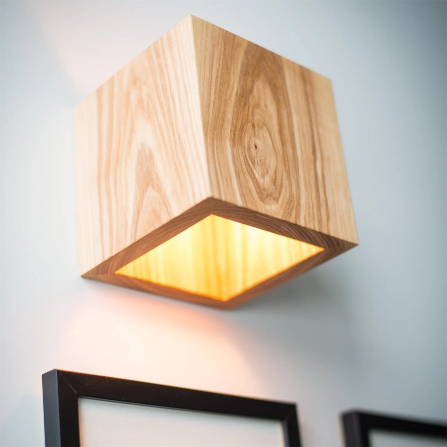 Aplica patrata, Stejar, soclu E27 › VVL Wood & Tech