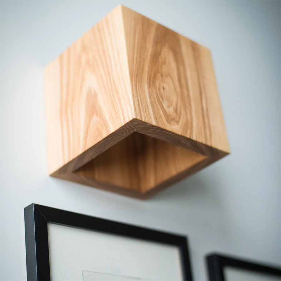 Aplica patrata, Stejar, soclu E27 › VVL Wood & Tech